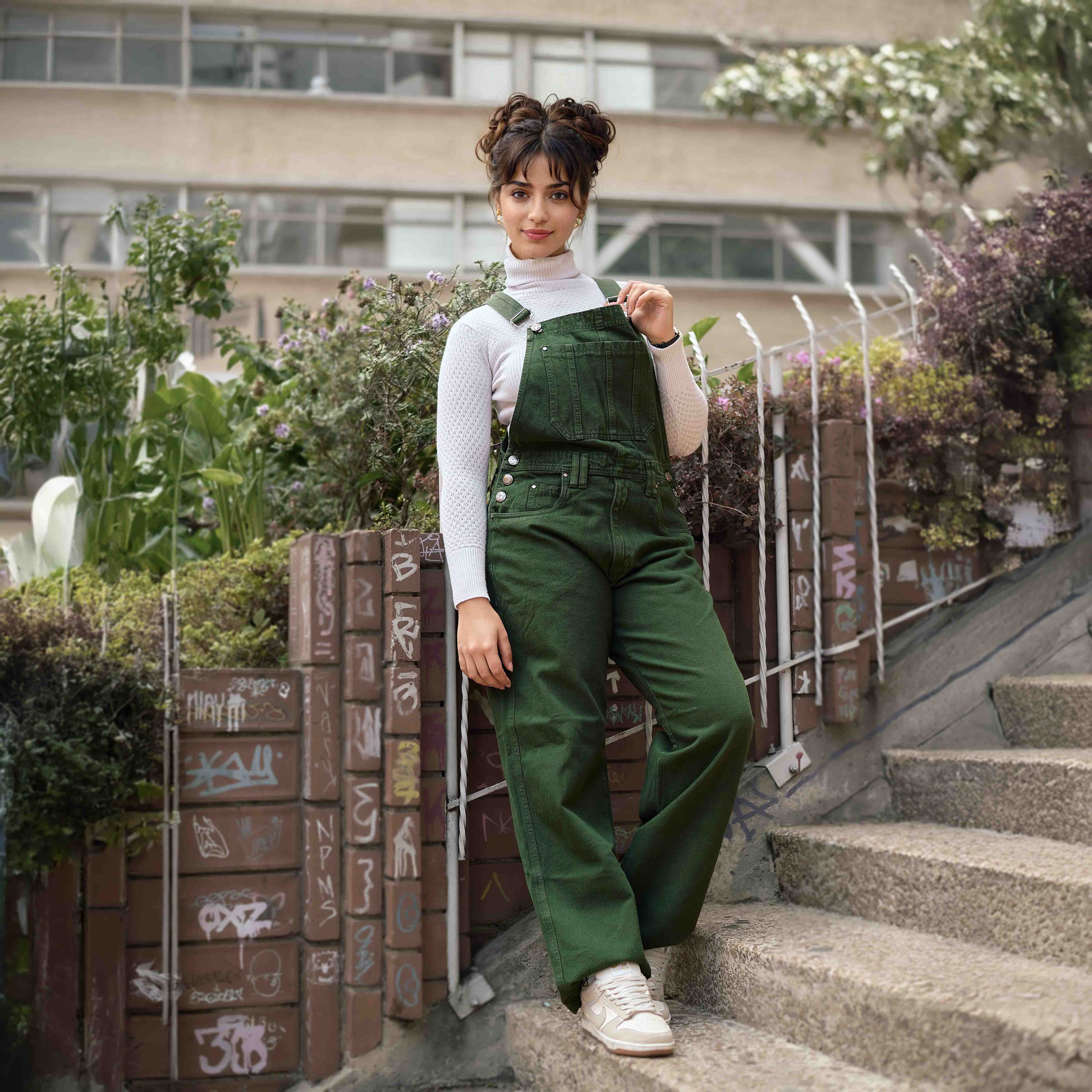 Overol Clásico Hop Mujer Jean Rigido Bota Ancha - Verde – OCASO JEANS